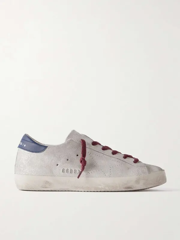 GOLDEN GOOSE Super-star Leather-trimmed Metallic Suede Sneakers - White