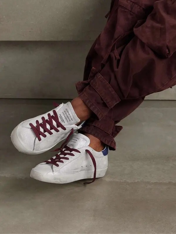 GOLDEN GOOSE Super-star Leather-trimmed Metallic Suede Sneakers - White