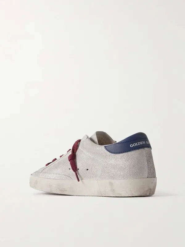 GOLDEN GOOSE Super-star Leather-trimmed Metallic Suede Sneakers - White