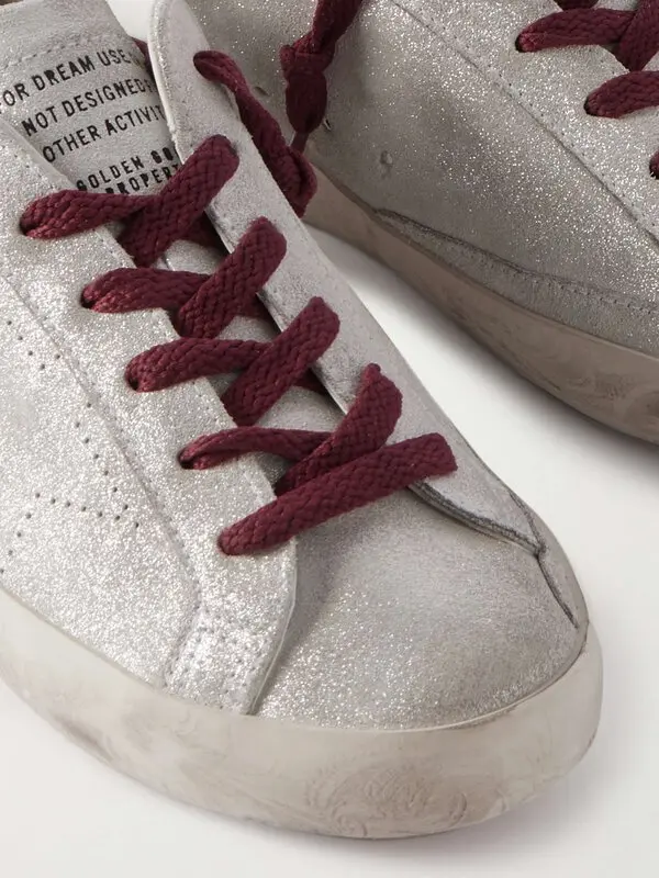 GOLDEN GOOSE Super-star Leather-trimmed Metallic Suede Sneakers - White