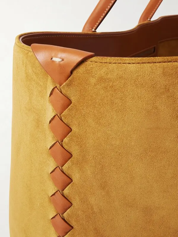 Bottega Veneta Cabat Large Leather-trimmed Suede Tote - Brown