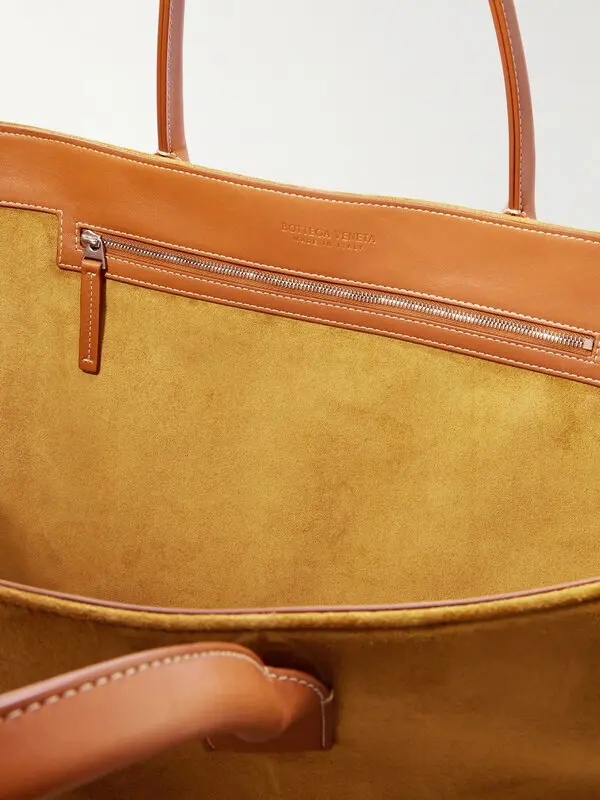 Bottega Veneta Cabat Large Leather-trimmed Suede Tote - Brown