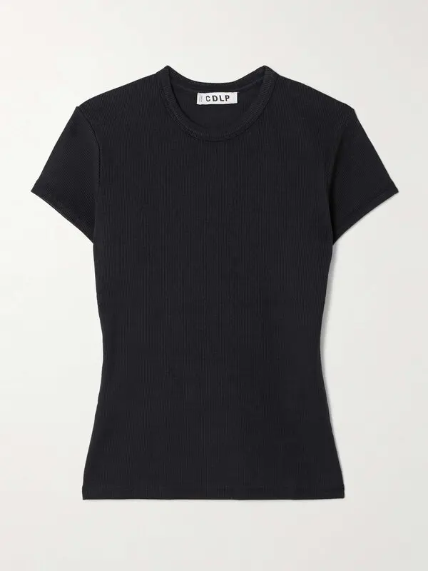 CDLP Ribbed Stretch Lyocell And Cotton-blend T-shirt - Black