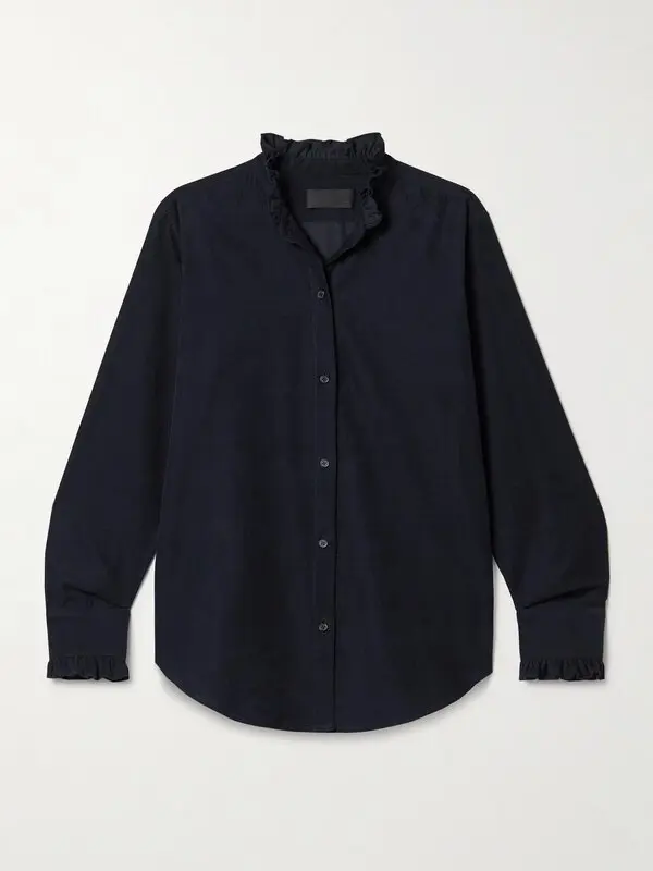 NILI LOTAN Lydia Ruffled Cotton-corduroy Shirt