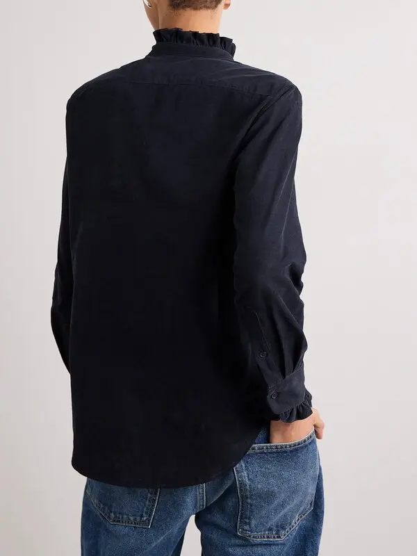 NILI LOTAN Lydia Ruffled Cotton-corduroy Shirt