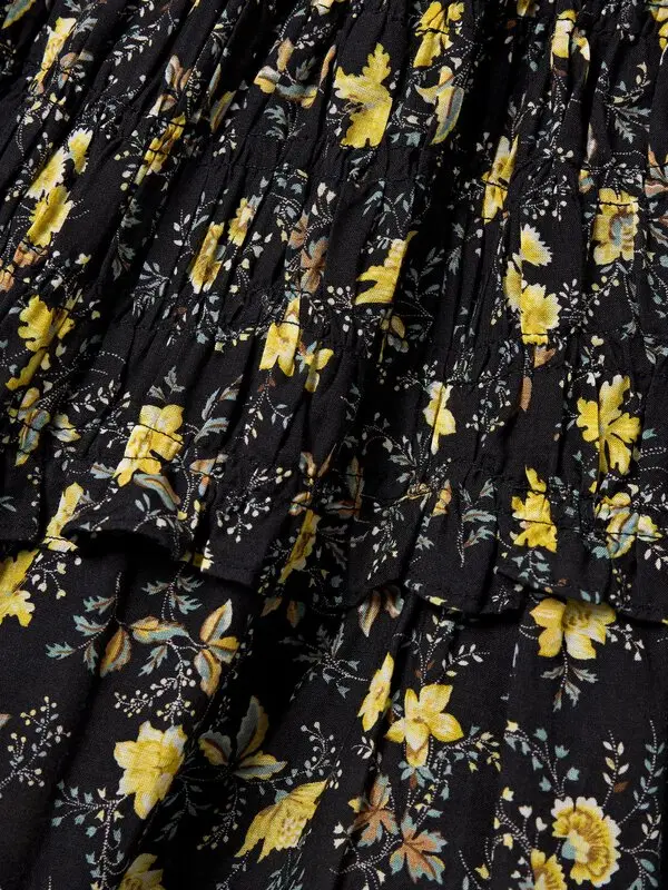 black dress with yellow flowers 1930's Black Lace Dramatic Flutter Sleeve Mermaid Gown main image 1