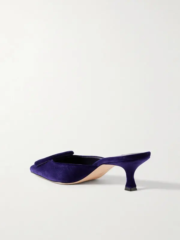 Manolo Blahnik Maysale 50 Buckled Velvet Mules - Purple
