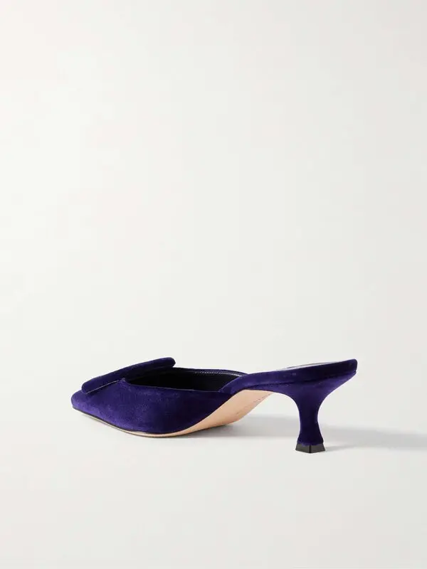 Manolo Blahnik Maysale 50 Buckled Velvet Mules - Purple