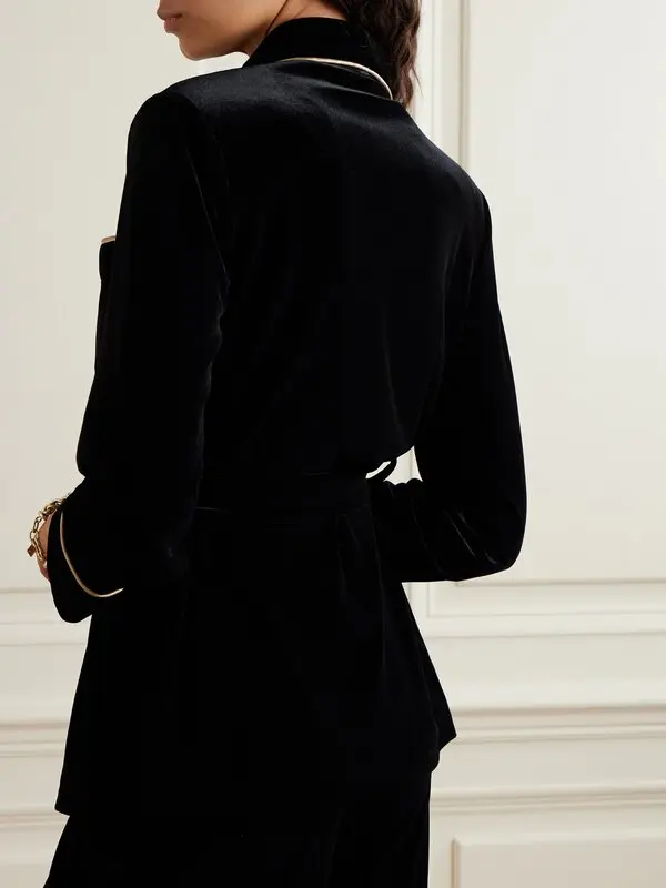Loretta Caponi Nora Satin-trimmed Velvet Robe