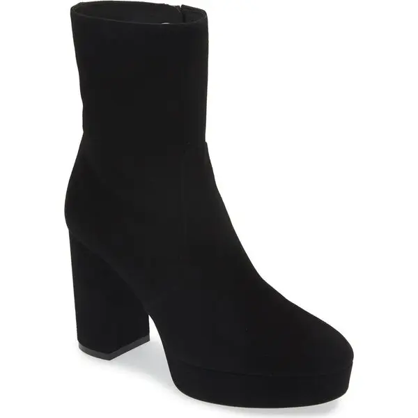 STUART WEITZMAN Dayna Platform Bootie - Black Suede