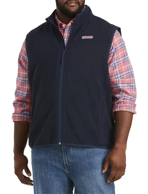 Vineyard Vines Big & Tall Harbor Fleece Vest - Vineyard Navy