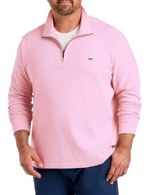 Vineyard Vines Big & Tall Saltwater 1/4-zip Pullover - Pink Cloud Solid