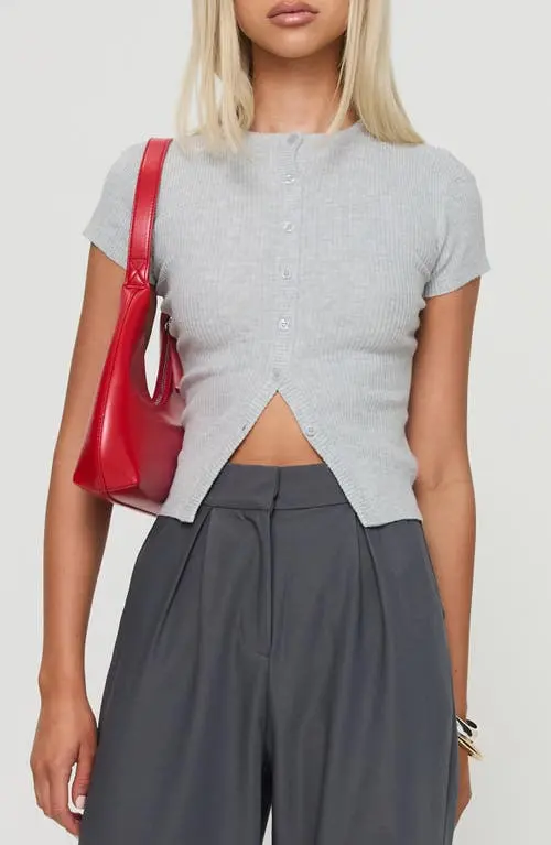Princess Polly Suzu Short Sleeve Cardigan - Grey