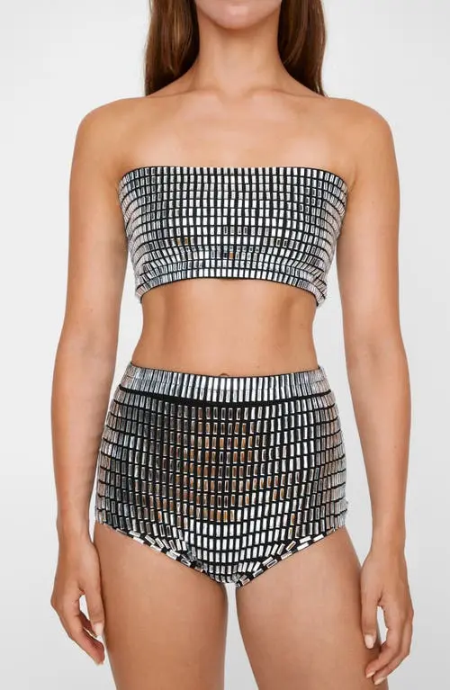 Nasty Gal Rhinestone Embellished Bandeau Top - Silver