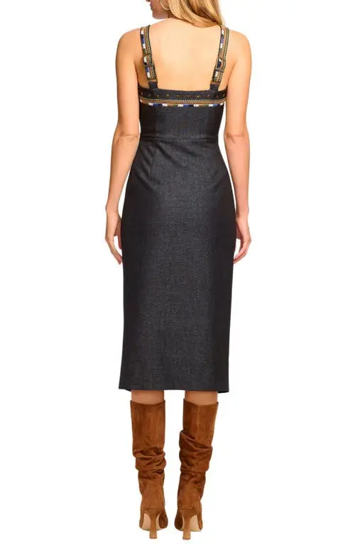 Ramy Brook Bailey Embroidered Stud Detail Denim Dress - Dark Indigo |  Editorialist