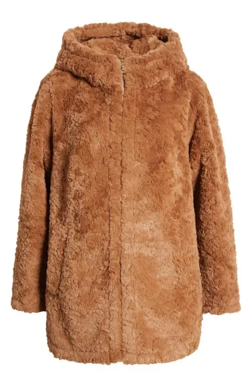 Sanctuary Textured Faux Fur Hooded Jacket