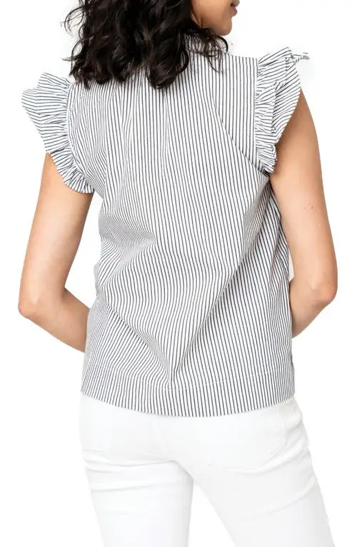 GIBSONLOOK Pinstripe Flutter Sleeve Stretch Cotton Top - Blk/wht Pinstripe