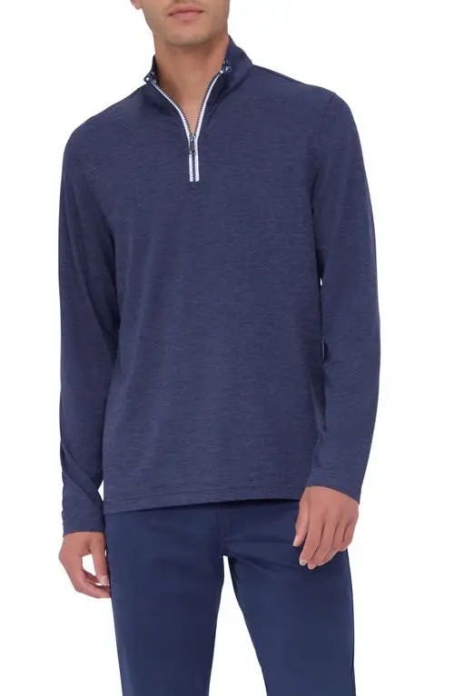 Bugatchi Quarter Zip Performance Pullover - Navy