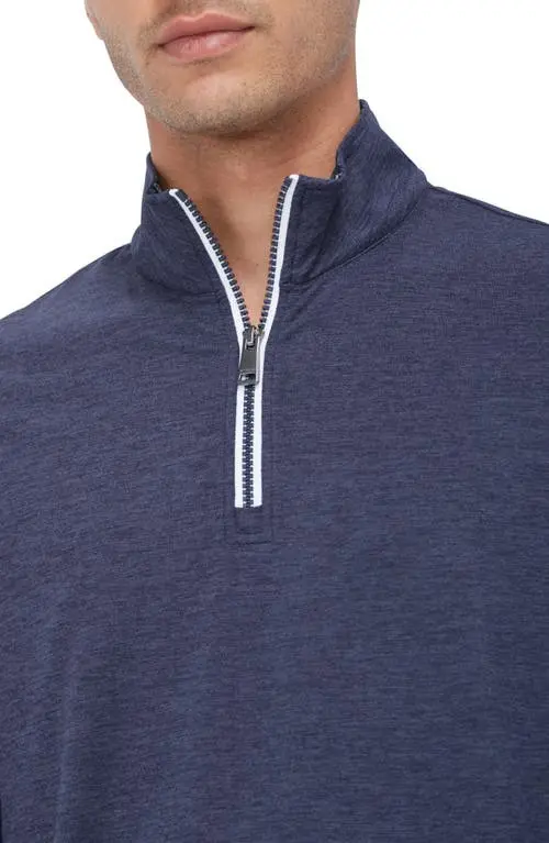 Bugatchi Quarter Zip Performance Pullover - Navy