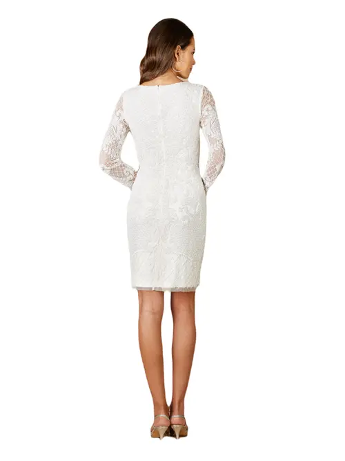 LARA NEW YORK Beaded Lace Mini Dress - Ivory