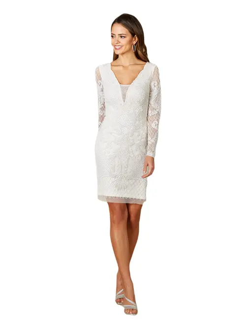 LARA NEW YORK Beaded Lace Mini Dress - Ivory