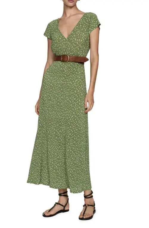 Mango Floral Crinkle Dress In Green - 45% Off | Editorialist