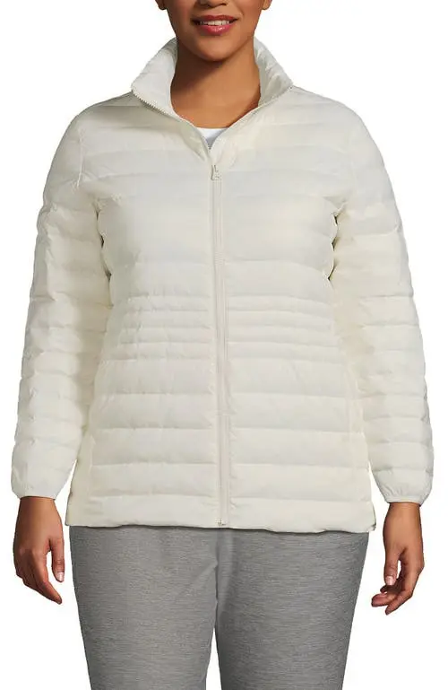 LANDS' END Wanderweight Packable Down Jacket - Ivory