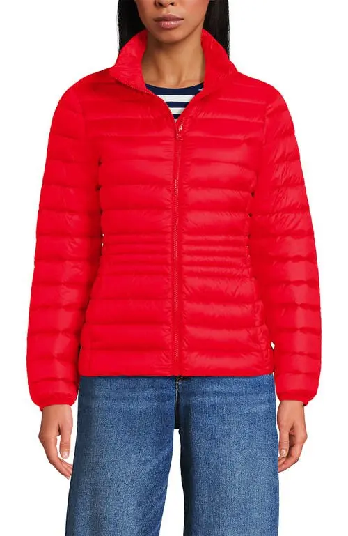 LANDS' END Wanderweight Ultralight Packable Down Jacket - Bright Cherry