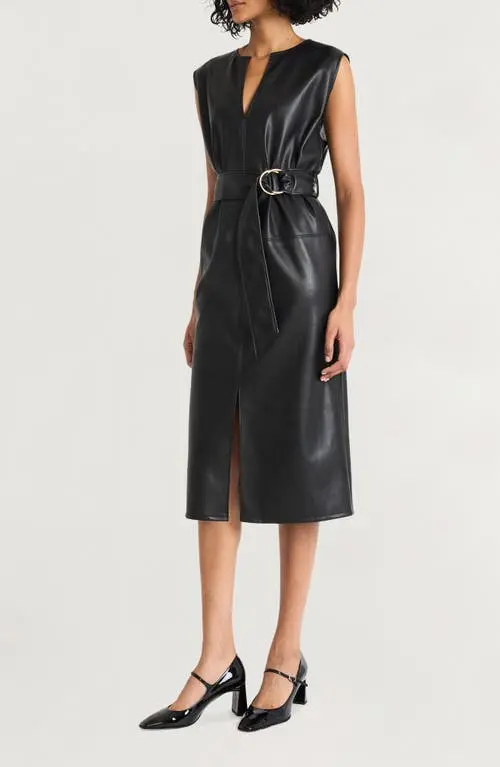 chinese dress ladies L'agence Midy Vegan Leather Dress in Black main image 0