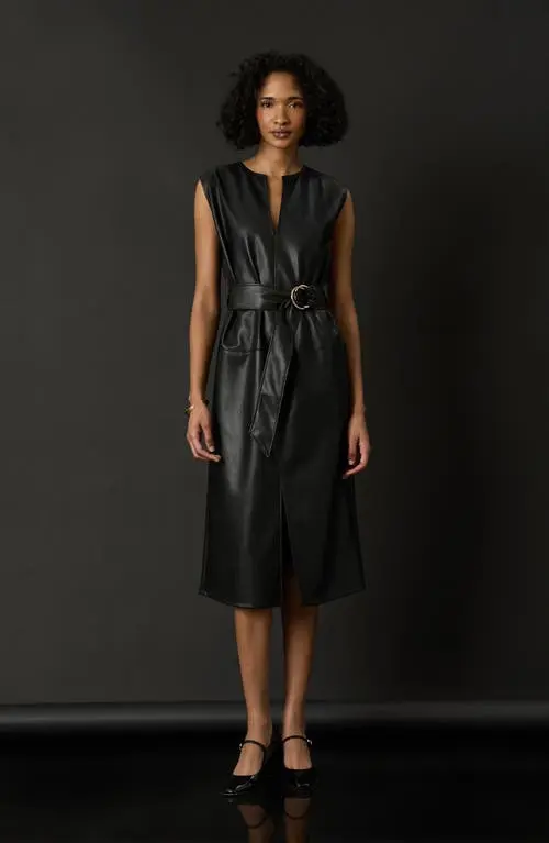 slim fit dress slacks Fifteen Twenty Women's Jennifer Faux Leather Dress in Black main image 0