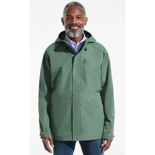 LANDS' END Waterproof Stretch Rain Jacket - Eucalyptus