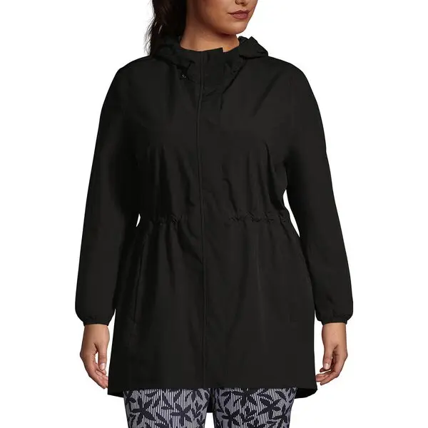 LANDS' END Squall Packable Waterproof Raincoat - Black