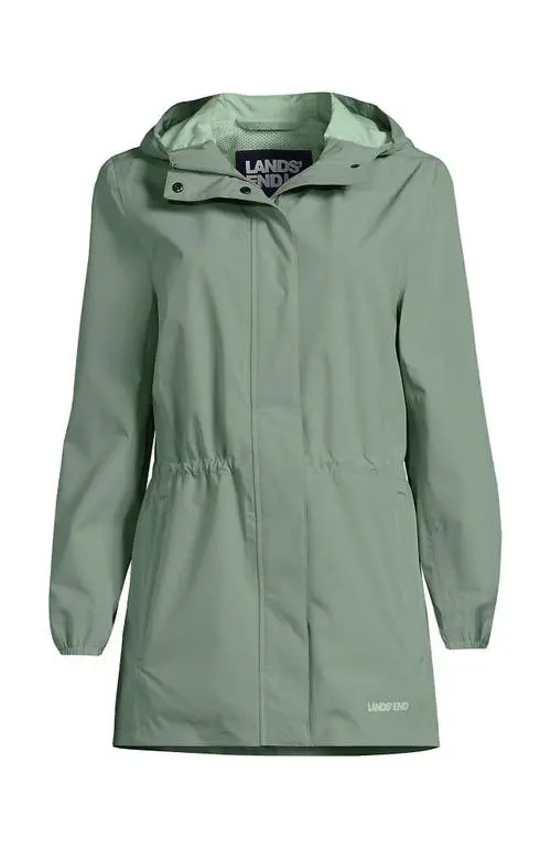 LANDS' END Squall Packable Waterproof Raincoat - Lily Pad Green