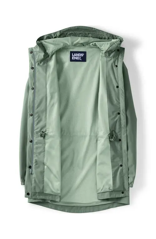 LANDS' END Squall Packable Waterproof Raincoat - Lily Pad Green