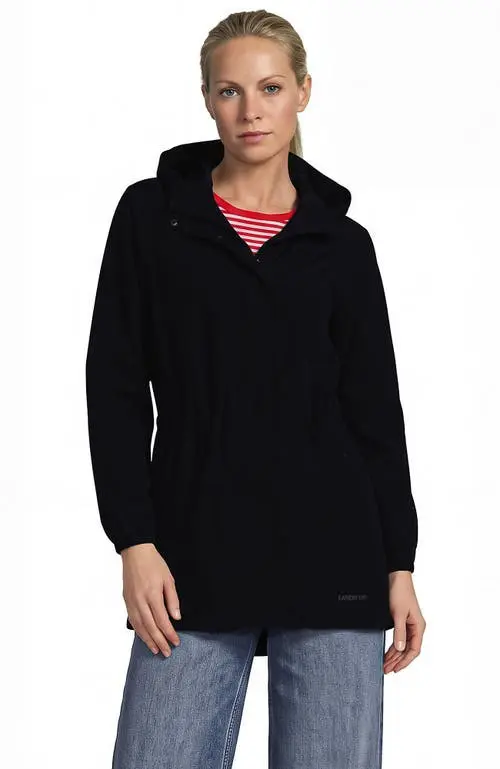 LANDS' END Squall Packable Waterproof Raincoat - Black