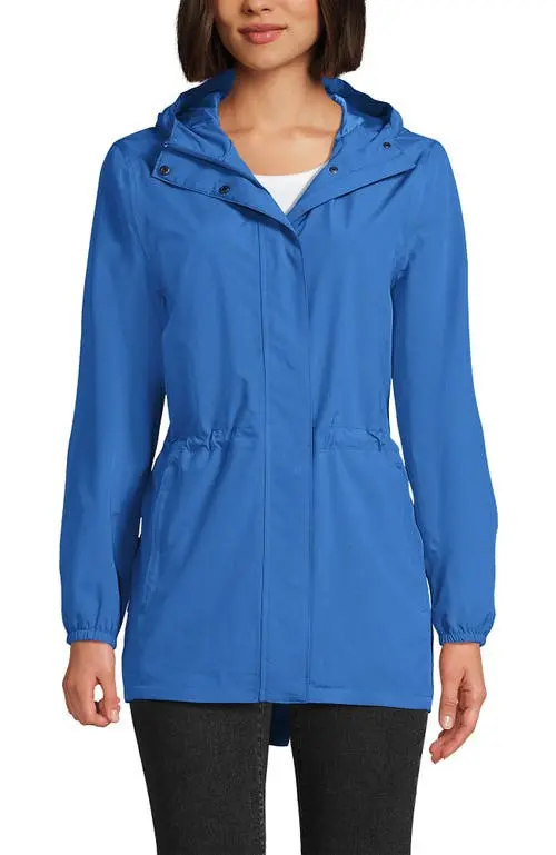 LANDS' END Squall Packable Waterproof Raincoat - Muted Cobalt Blue