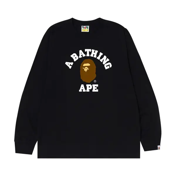A BATHING APE College Long-sleeve Tee - Black
