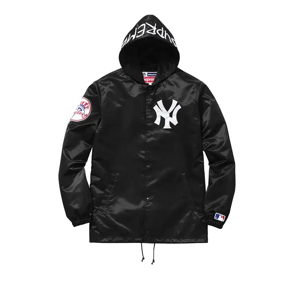 Supreme X Yankees Satin Hooded Coaches Jacket - Black