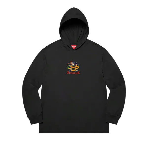 Supreme Dragon Hooded Long-sleeve Top - Black
