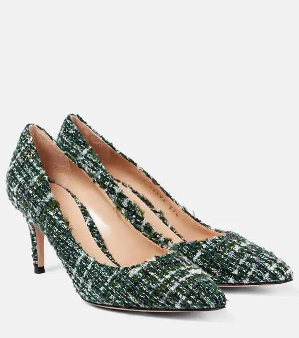 GIANVITO ROSSI 70 Bouclé Pumps - Green
