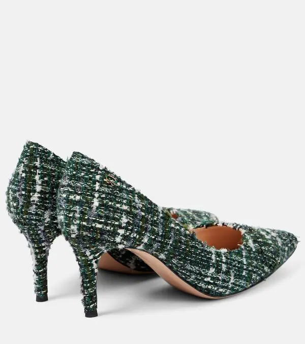 GIANVITO ROSSI 70 Bouclé Pumps - Green