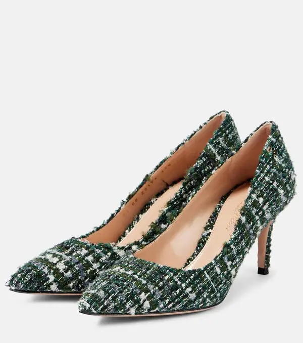 GIANVITO ROSSI 70 Bouclé Pumps - Green