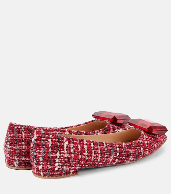 GIANVITO ROSSI Embellished Bouclé Ballet Flats