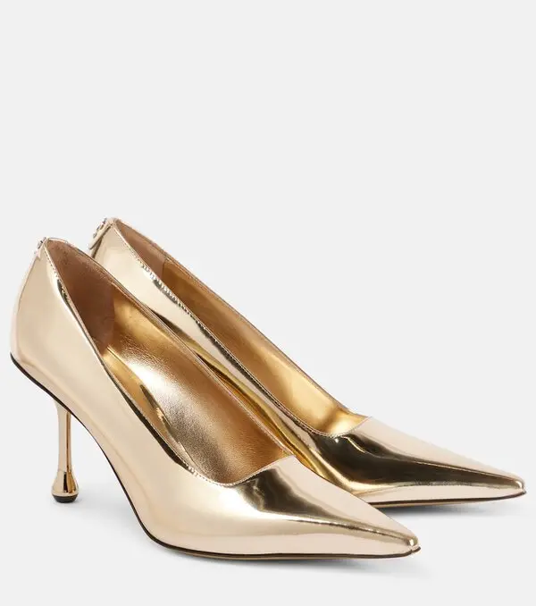 JIMMY CHOO Ixia 80 Mirrored Leather Pumps - Gold