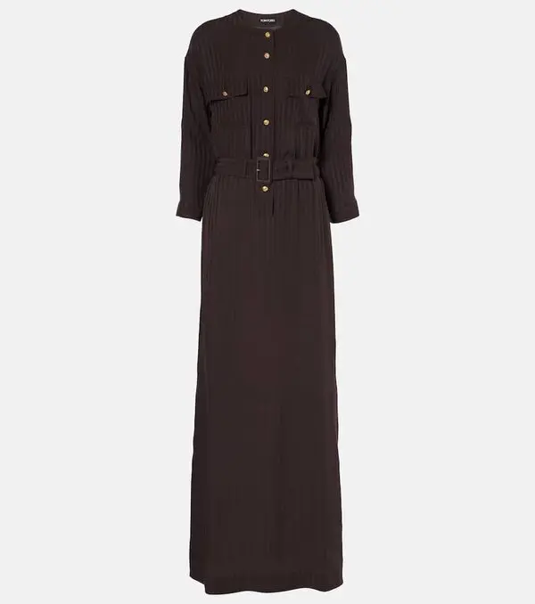 Tom Ford Striped Belted Shirt Dress In Brown - 40% Off | Editorialist