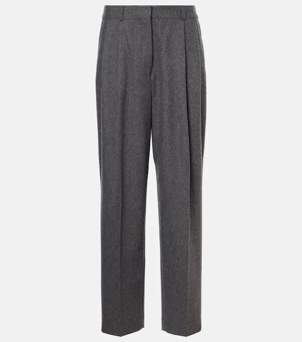 TOTEME Low-rise Wool-blend Flannel Straight Pants - Grey