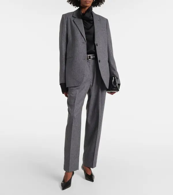 TOTEME Low-rise Wool-blend Flannel Straight Pants