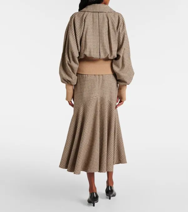 PATOU Houndstooth Wool-blend Flannel Bomber Jacket