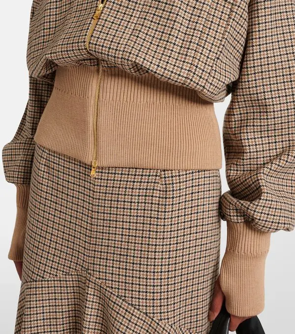PATOU Houndstooth Wool-blend Flannel Bomber Jacket