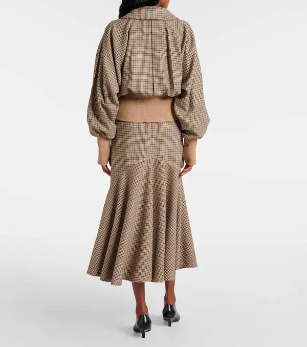 PATOU Houndstooth Wool-blend Flannel Bomber Jacket